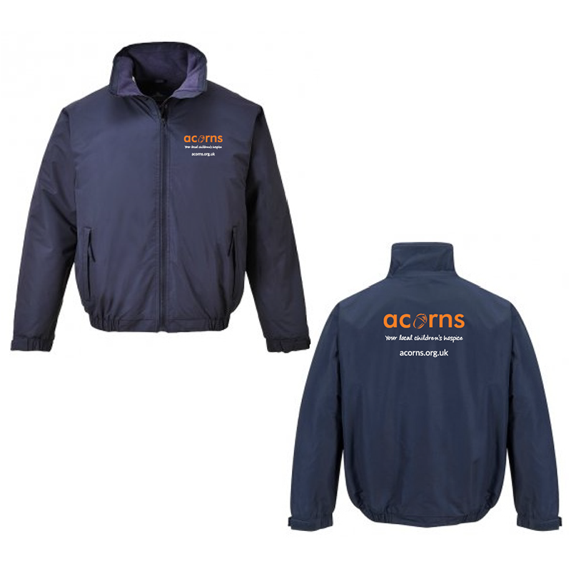 Large Bomber Style Jacket - Navy, Heat Trans Logo F/L and Reverse ...
